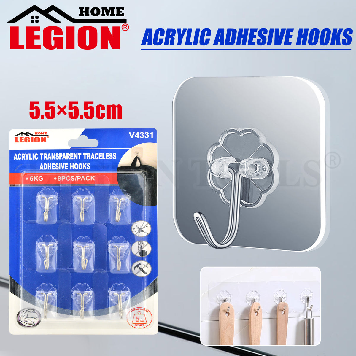 White Removable Hooks Self Adhesive – Legion Warehouse