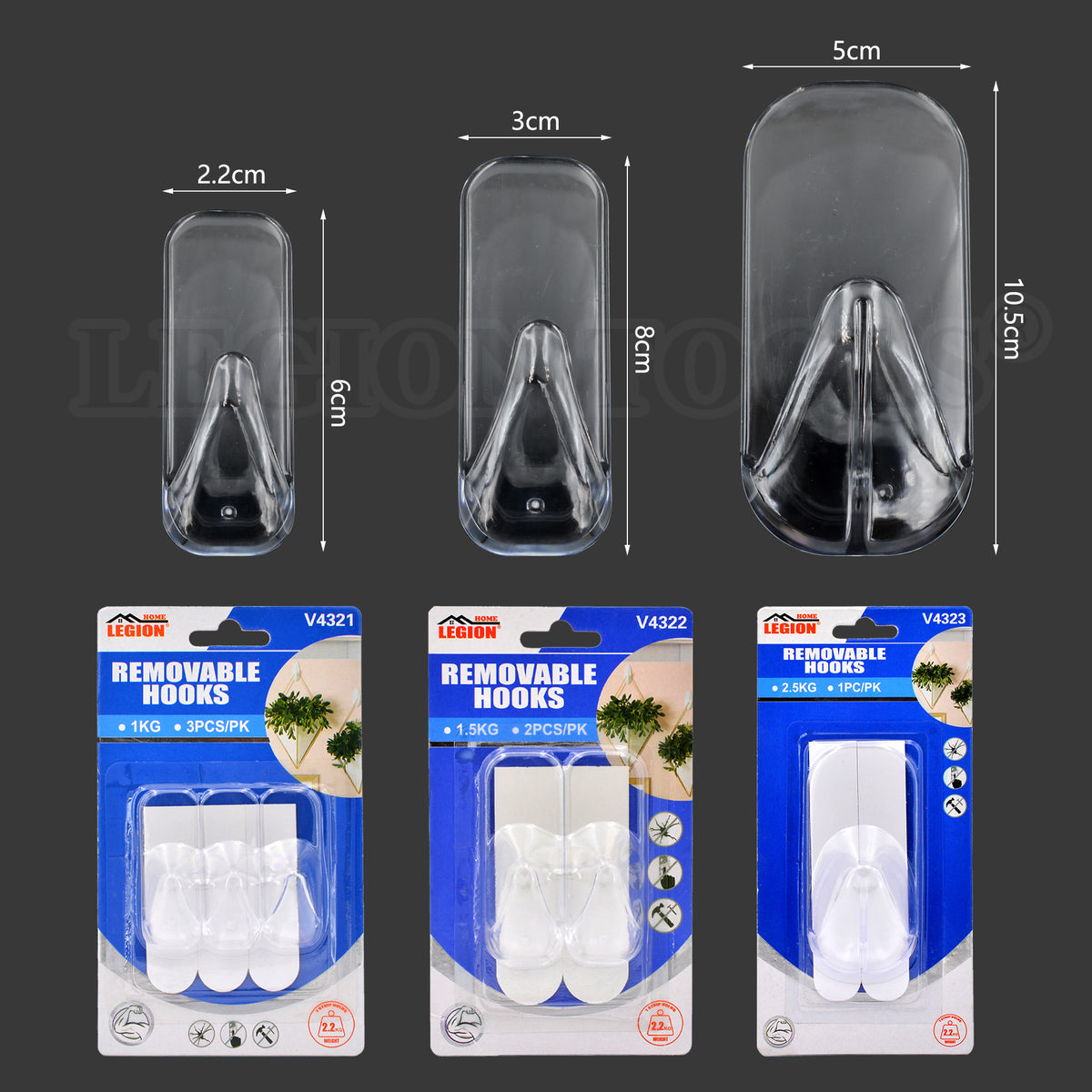 Clear Removable Hooks Self Adhesive – Legion Warehouse