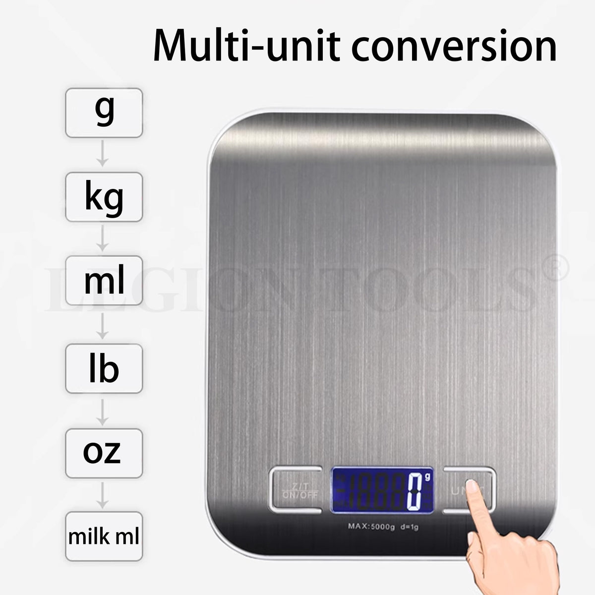 Electronic Digital Kitchen Scale Stainless Steel Scale 5kg – Legion ...
