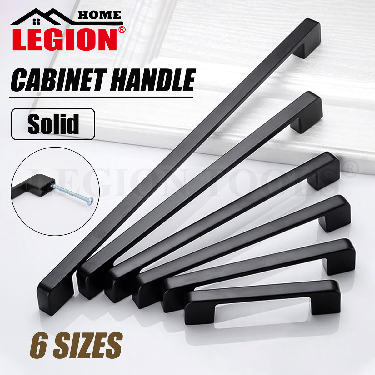Solid Zinc Alloy Flat Rectangle Handles Matte Black – Legion Warehouse