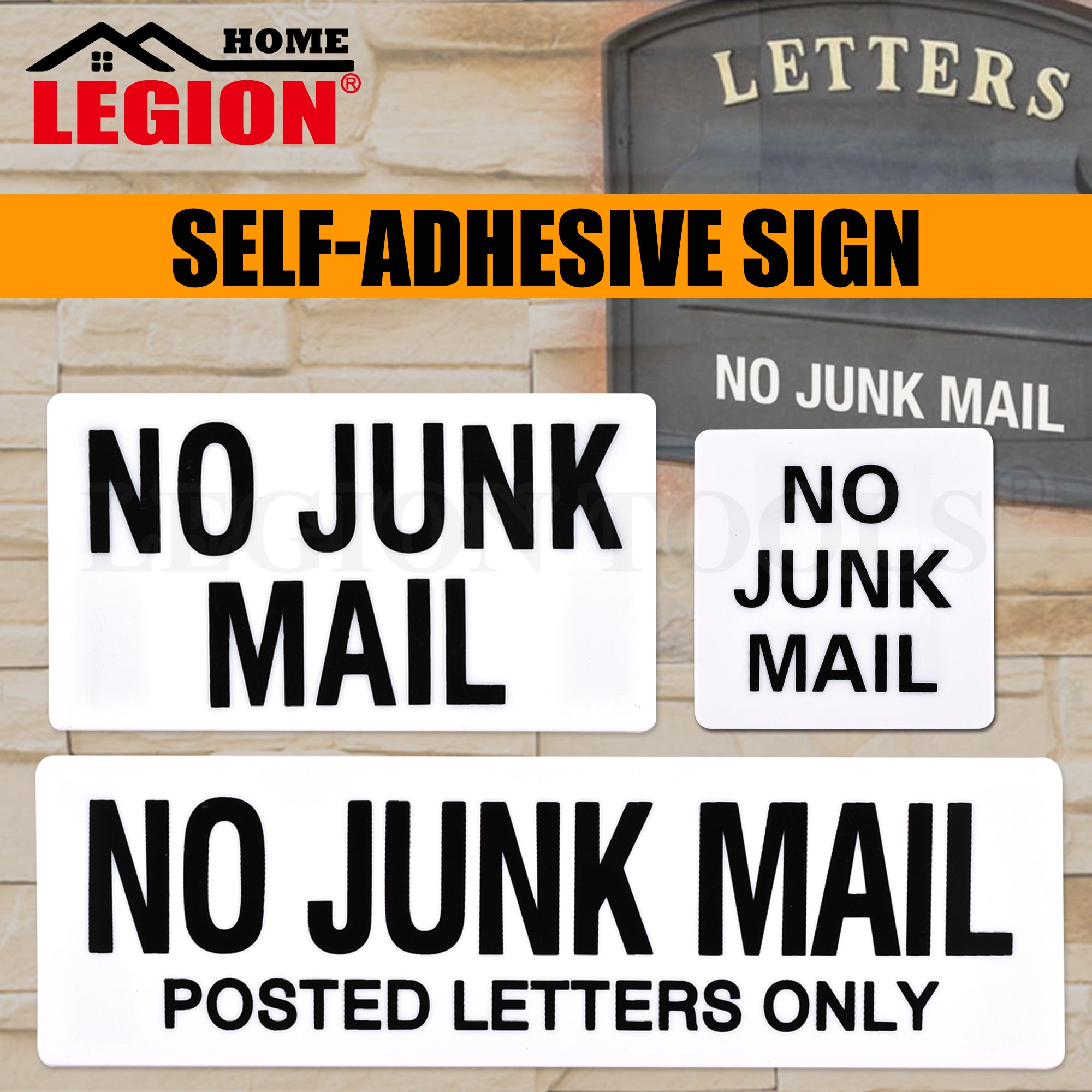 White No Junk Mail Sign Sticker Self Adhesive – Legion Warehouse