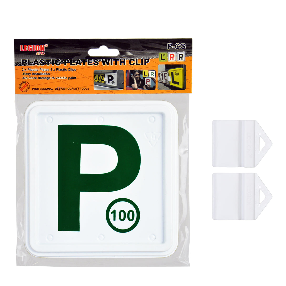 Plastic Green P Plate with Clip holder 2PCS – Legion Warehouse