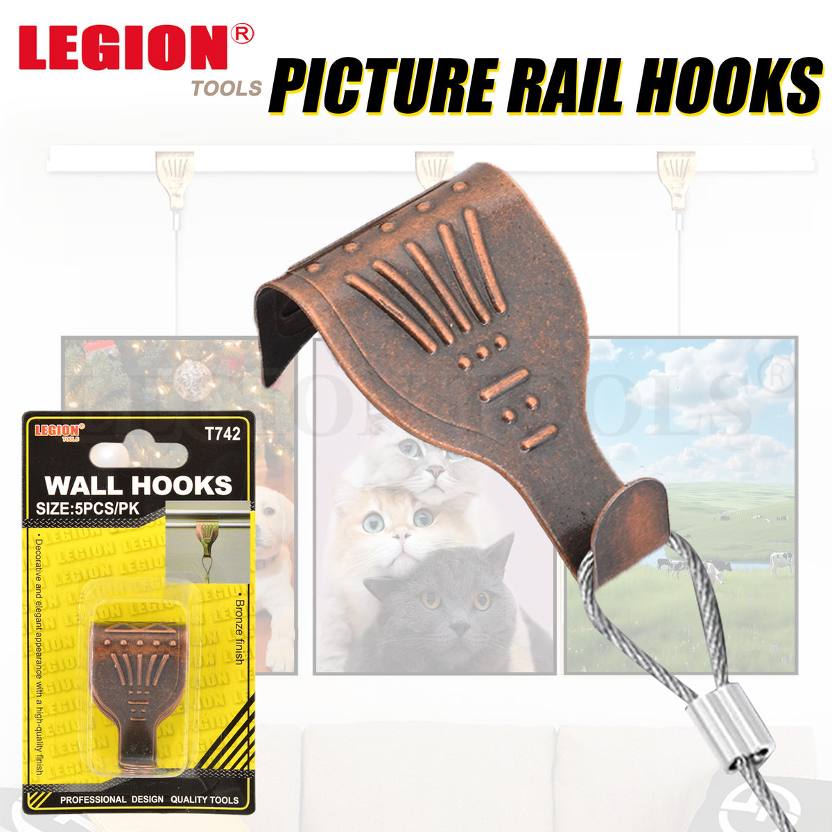 Picture Rail Hooks Moulding Rail Hook – Legion Warehouse