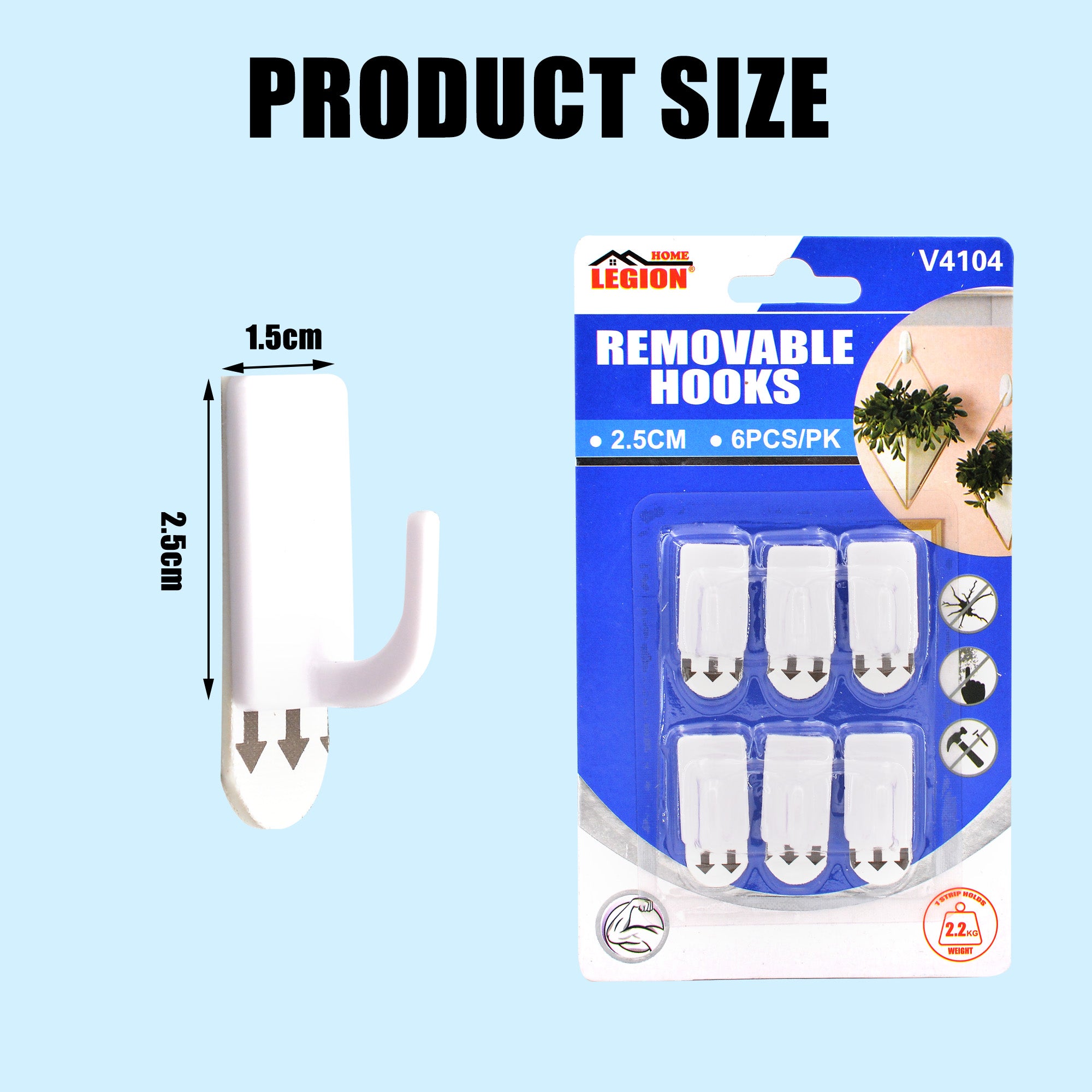 White Removable Hooks Self Adhesive – Legion Warehouse