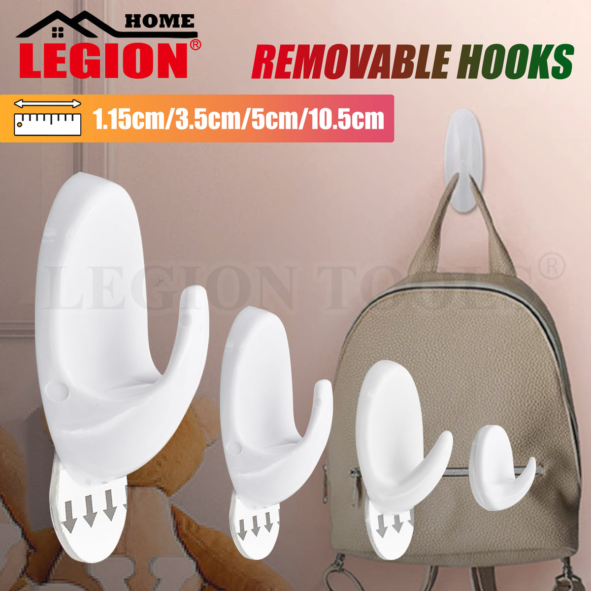 White Removable Hooks Self Adhesive – Legion Warehouse