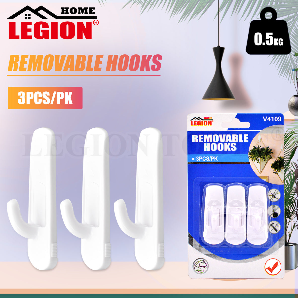 White Removable Hooks Self Adhesive – Legion Warehouse