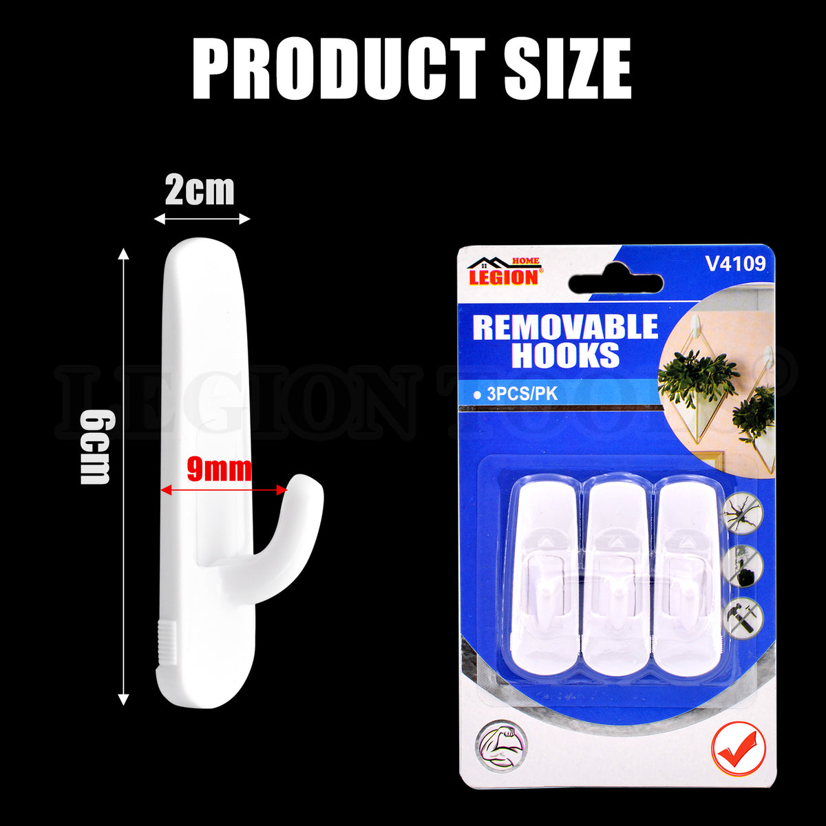 White Removable Hooks Self Adhesive – Legion Warehouse