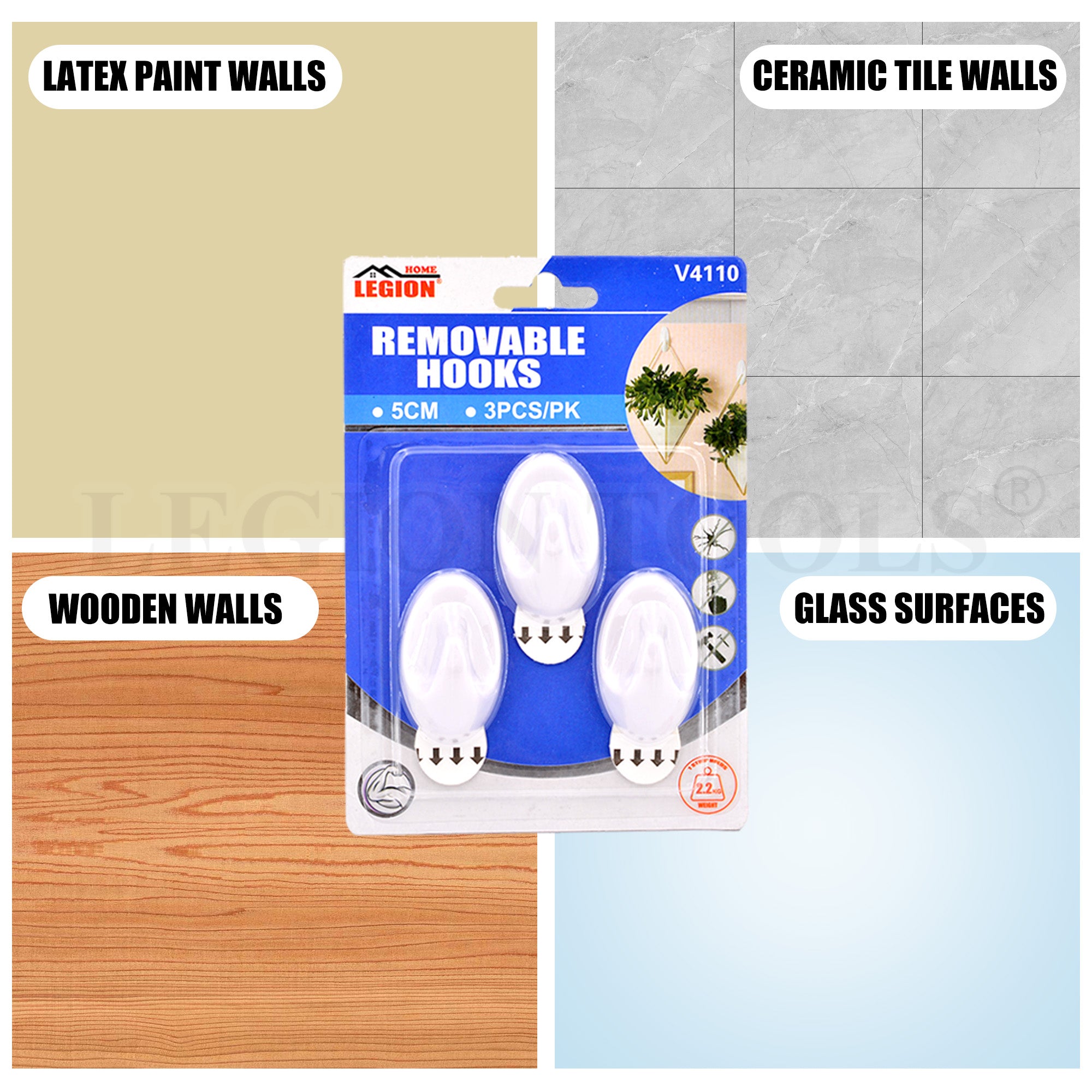 White Removable Hooks Self Adhesive – Legion Warehouse
