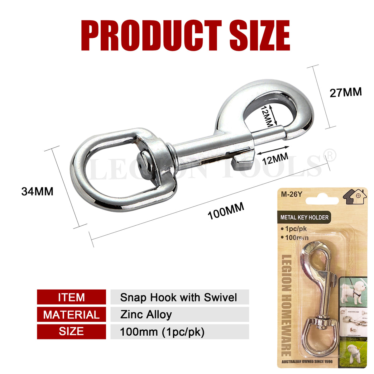 Swivel Eye Snap Hook 100mm – Legion Warehouse