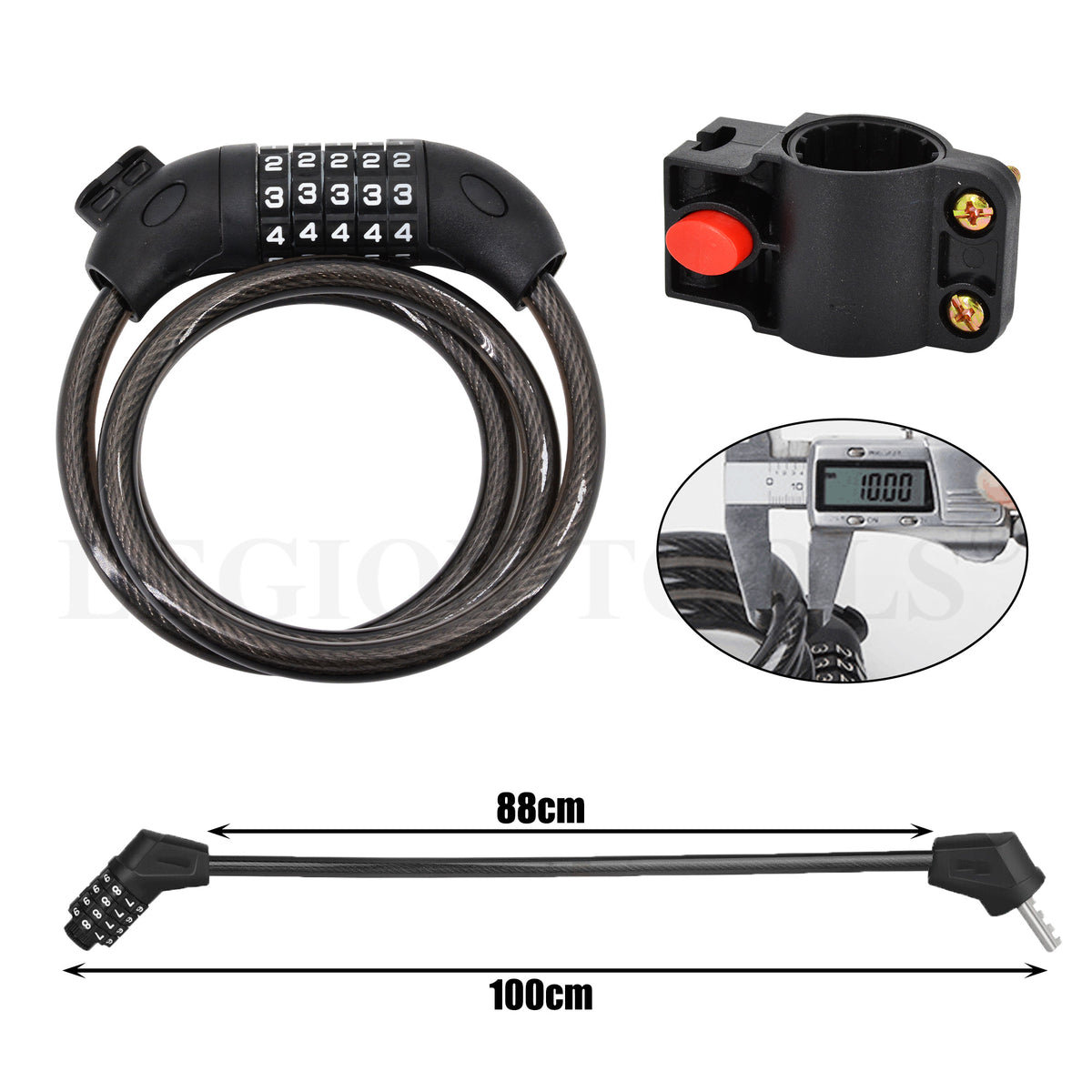 Bicycle Cable Lock 5-Digit Combination 1m×10mm – Legion Warehouse