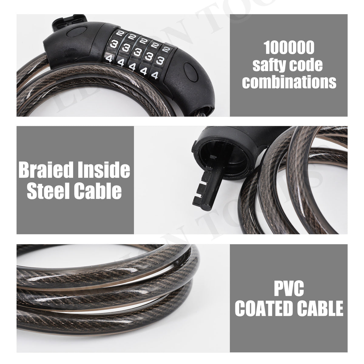 Bicycle Cable Lock 5-Digit Combination 1m×10mm – Legion Warehouse