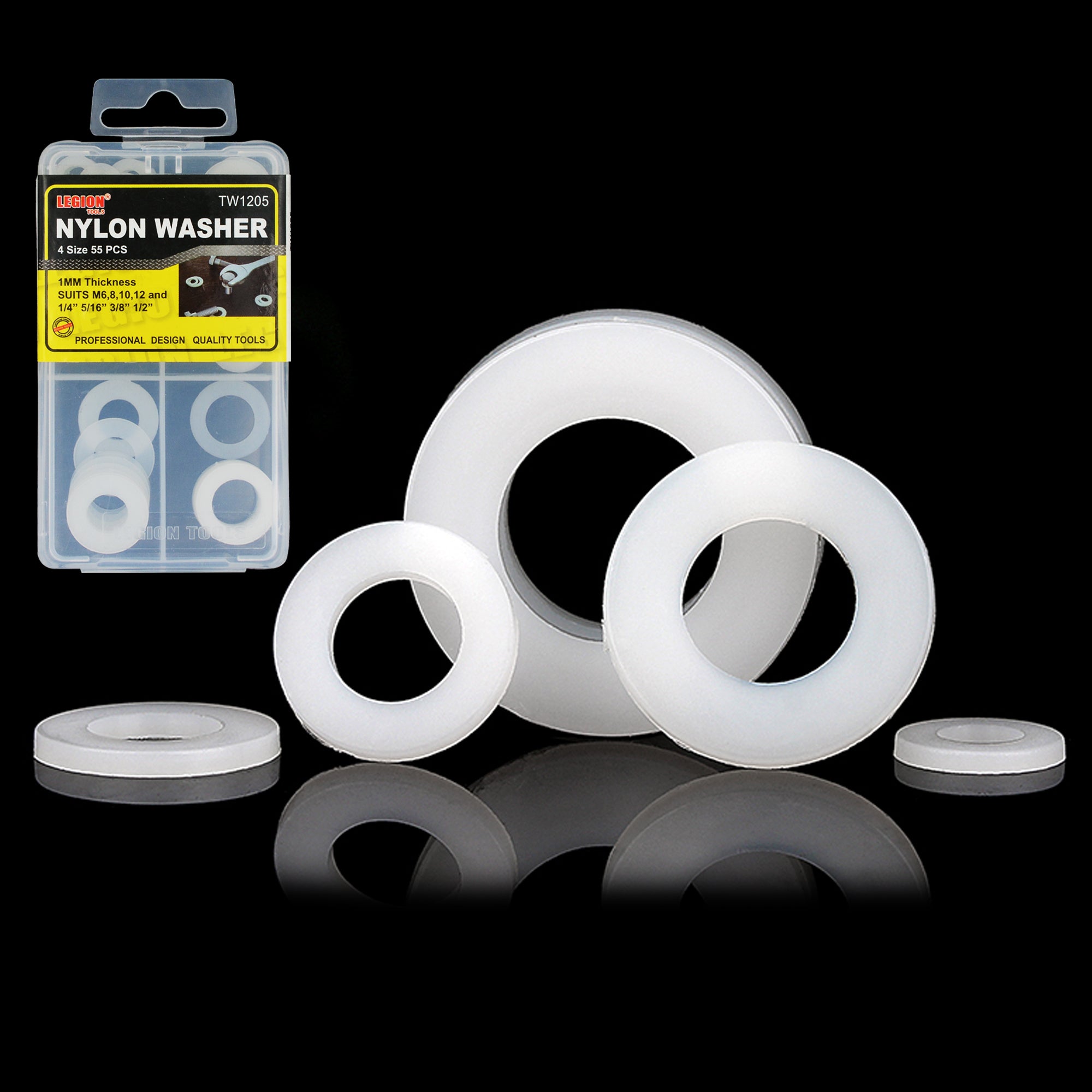 White Nylon Washer 4 Sizes – Legion Warehouse