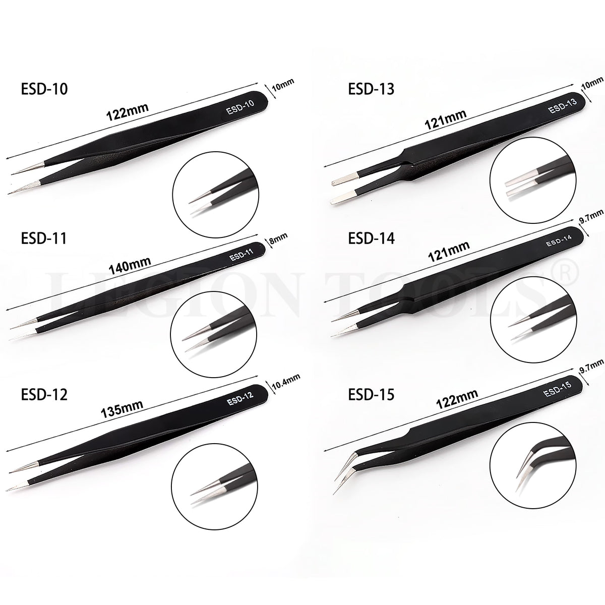 Tweezers Kit Stainless Steel ESD Anti-Static Manicur Maintenance Tool ...