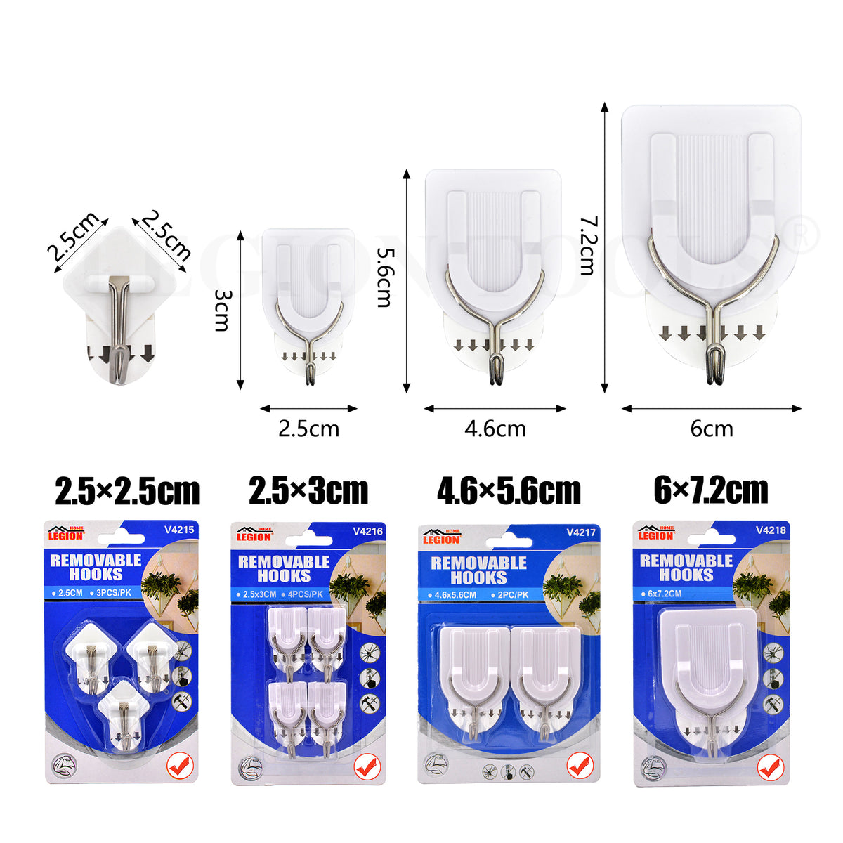 White Removable Hooks Self Adhesive – Legion Warehouse