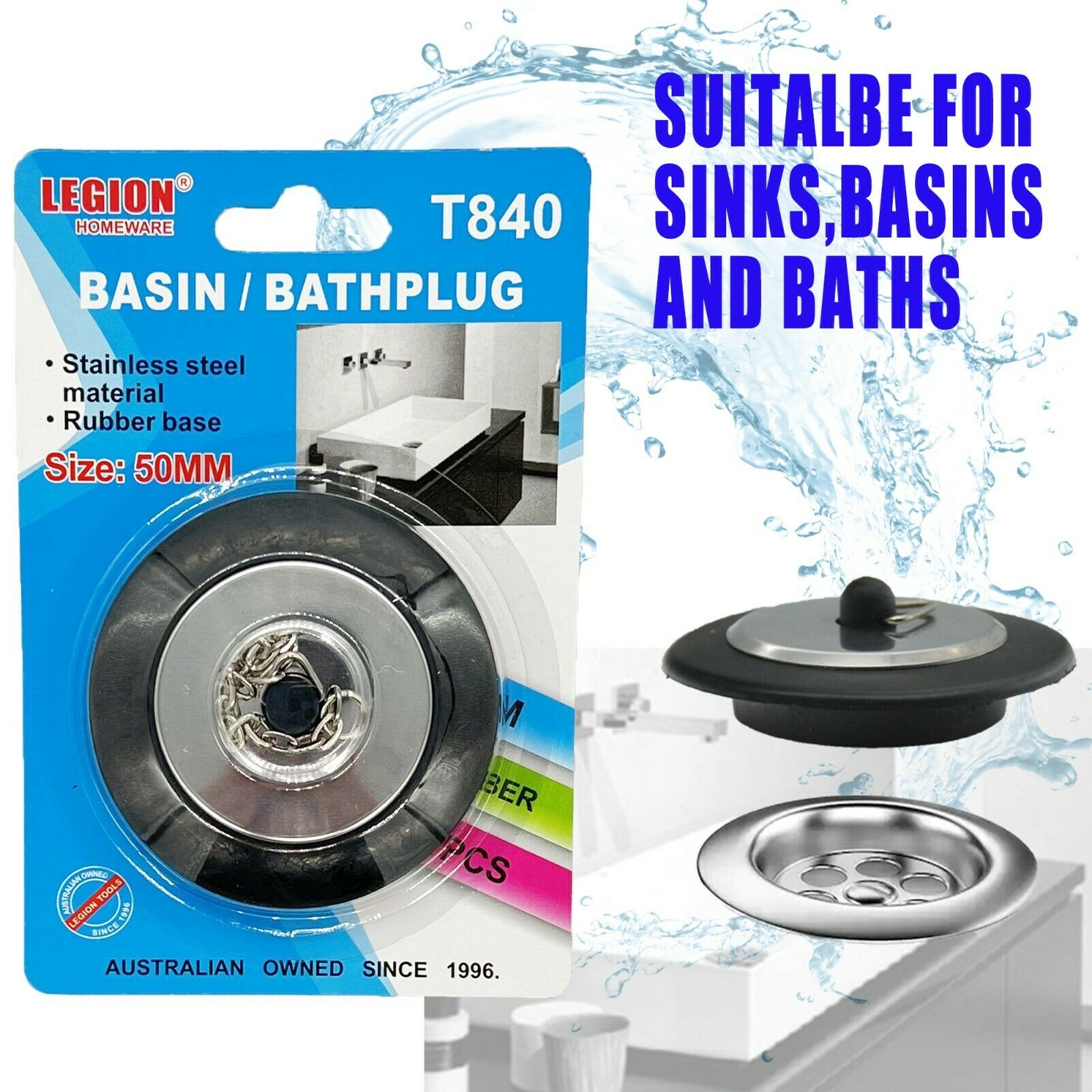 Basin/Bath Plug 50mm – Legion Warehouse