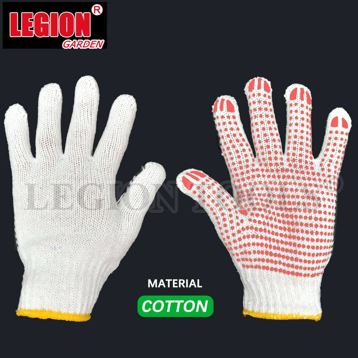 WHITE COTTON WORK GLOVES WITH RED DOTS 10 PAIRS – Legion Warehouse