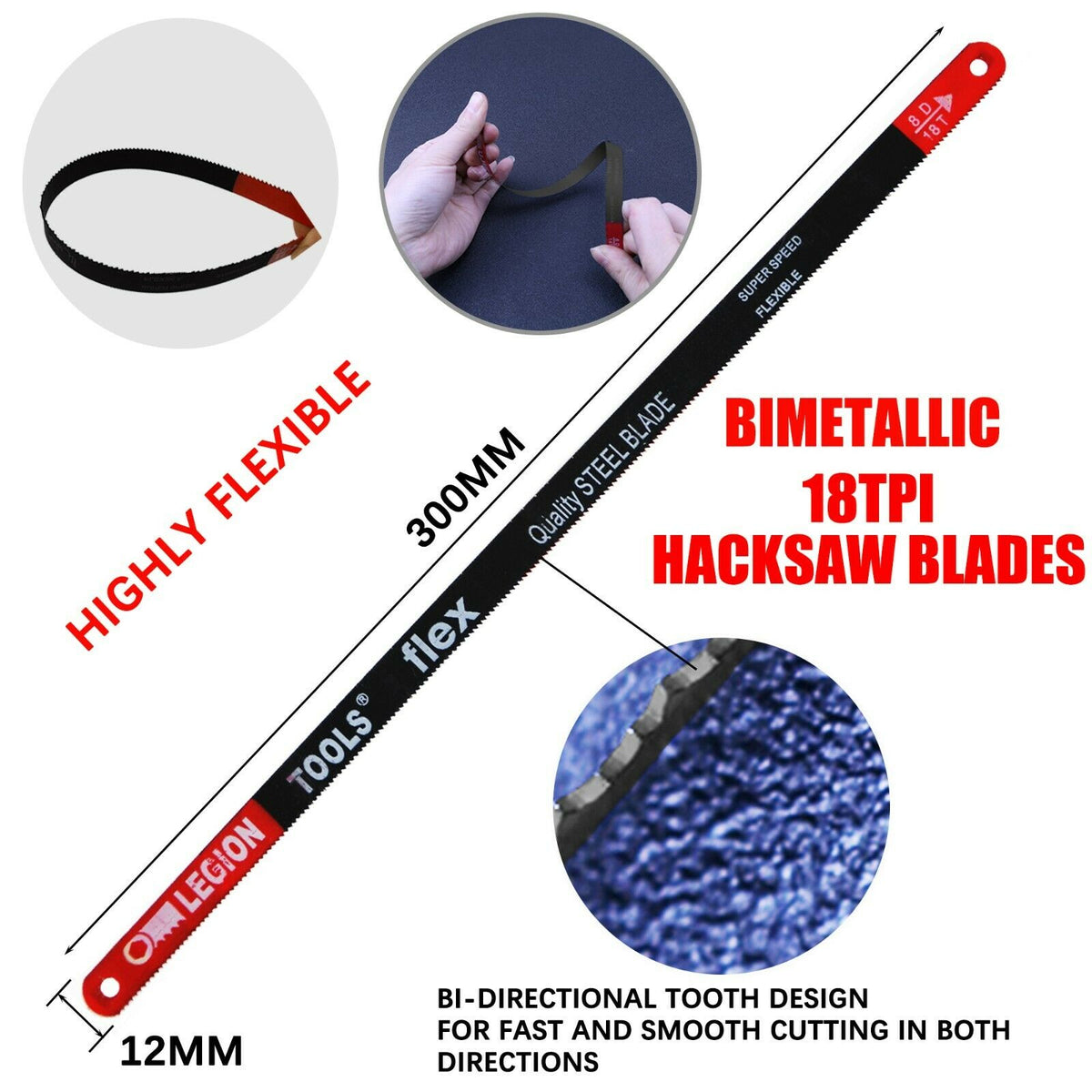 Hacksaw Blades Bi-metal Steel 12" 300mm 6pc/pack – Legion Warehouse