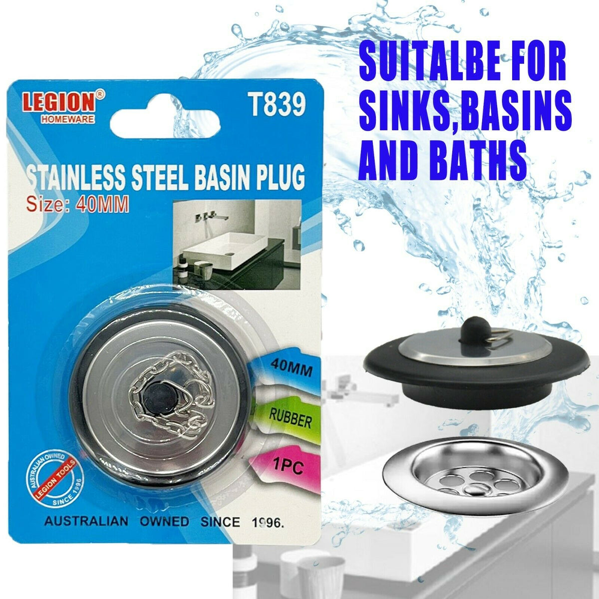 Basin/Bath Plug 40mm – Legion Warehouse