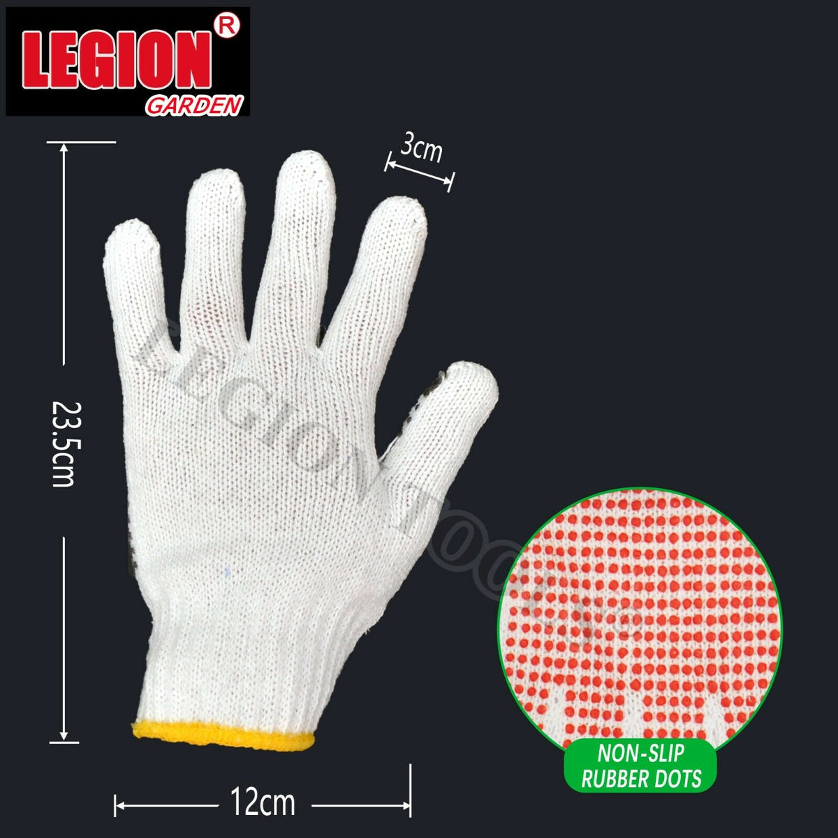 WHITE COTTON WORK GLOVES WITH RED DOTS 10 PAIRS – Legion Warehouse