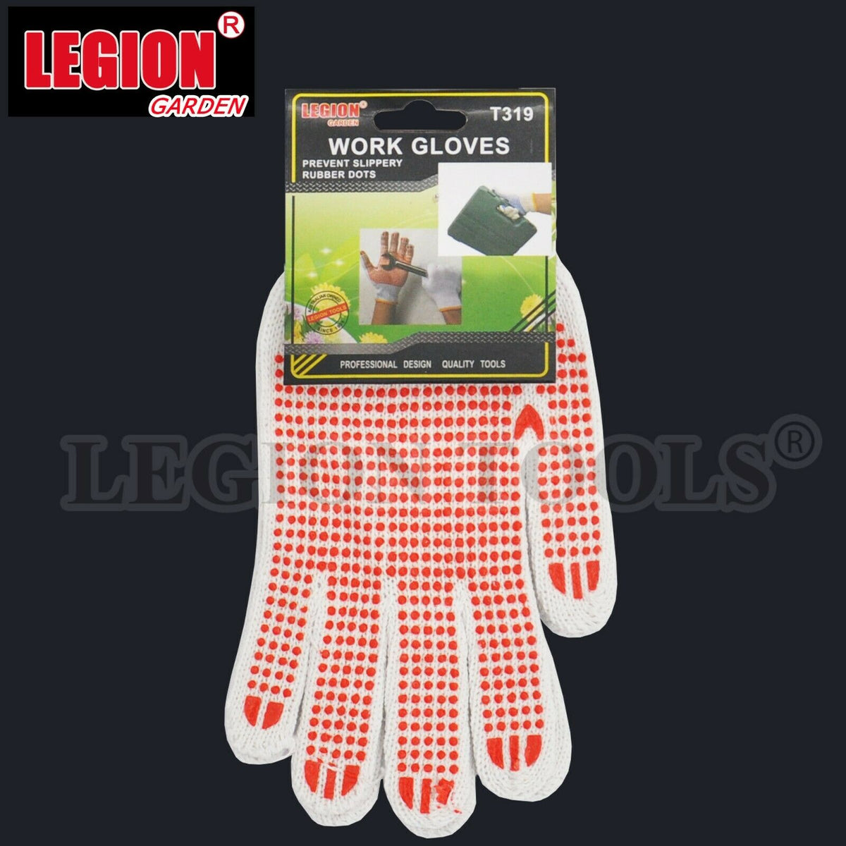 WHITE COTTON WORK GLOVES WITH RED DOTS 10 PAIRS – Legion Warehouse