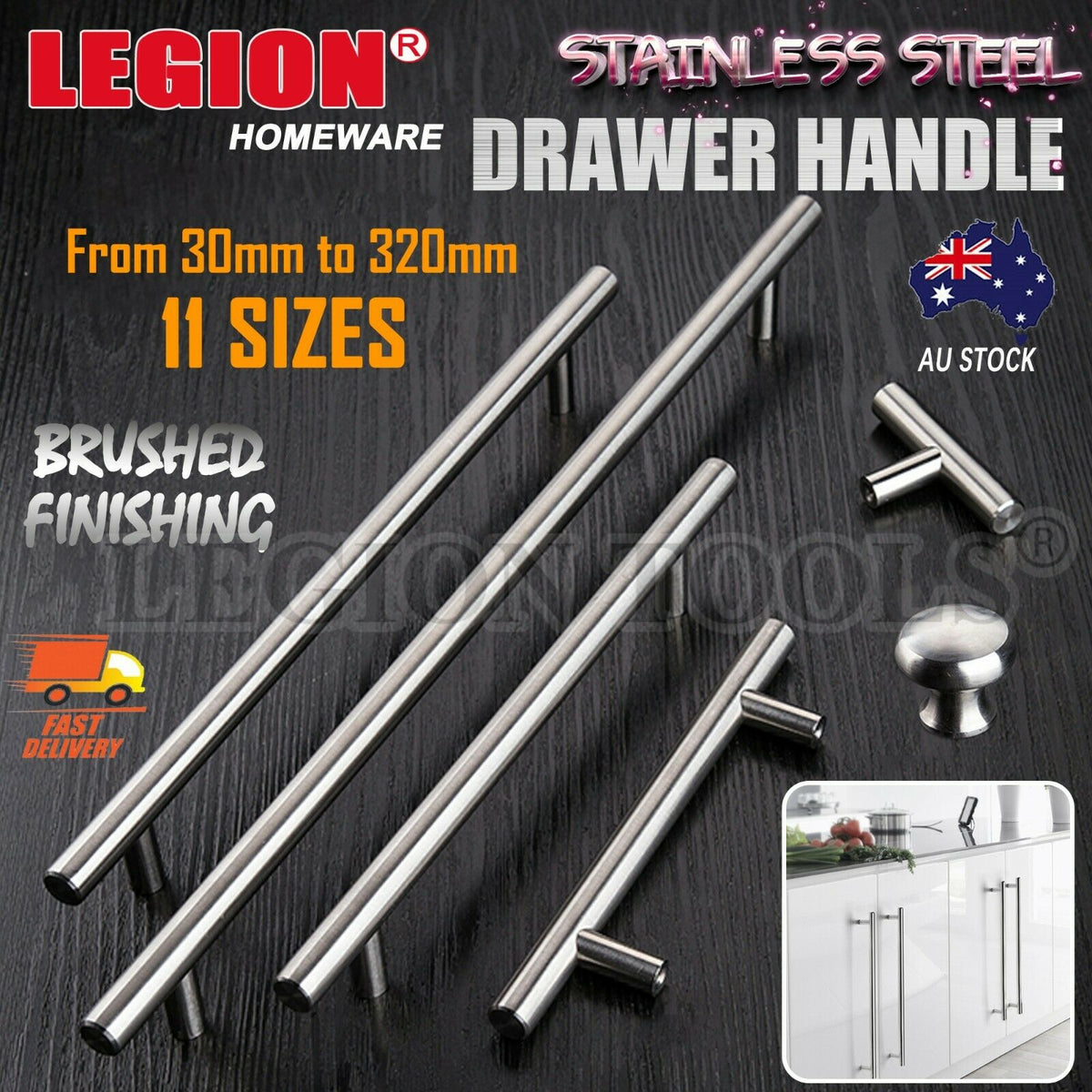 Brushed Stainless Steel Handles – Legion Warehouse