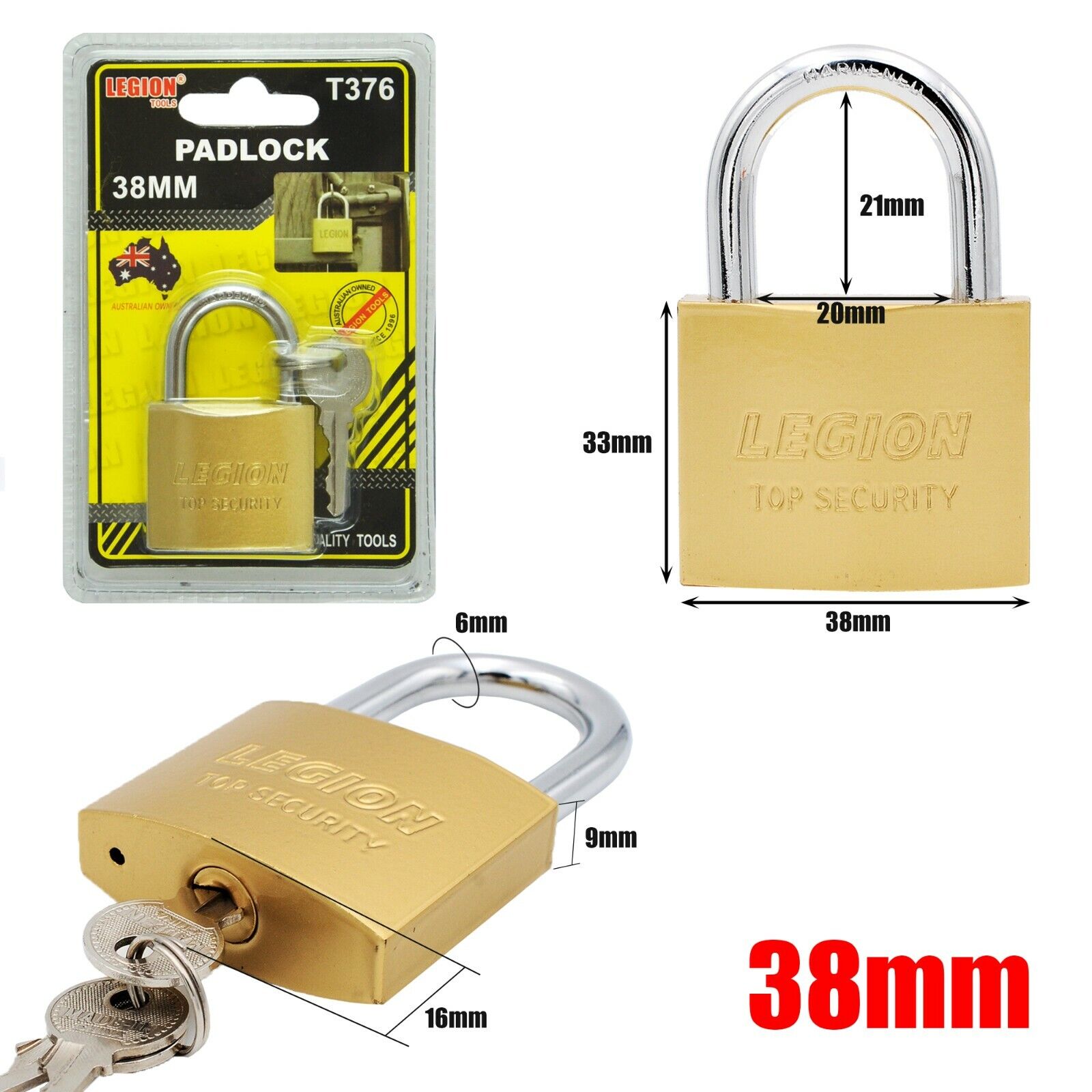 Padlock 20/25/32/38/48/61mm 6 Sizes – Legion Warehouse
