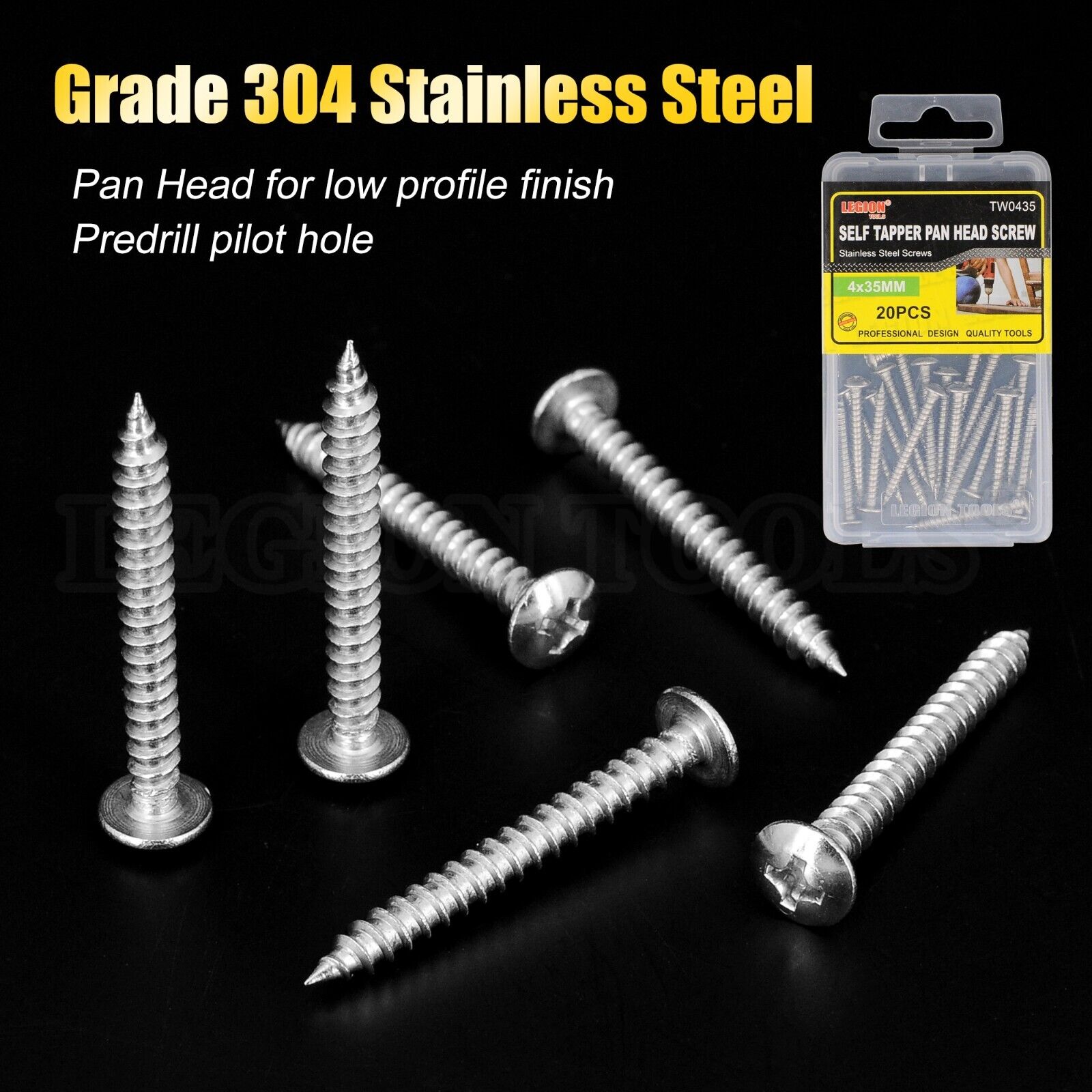304 Stainless Steel Pan Head Screw 3 Sizes – Legion Warehouse