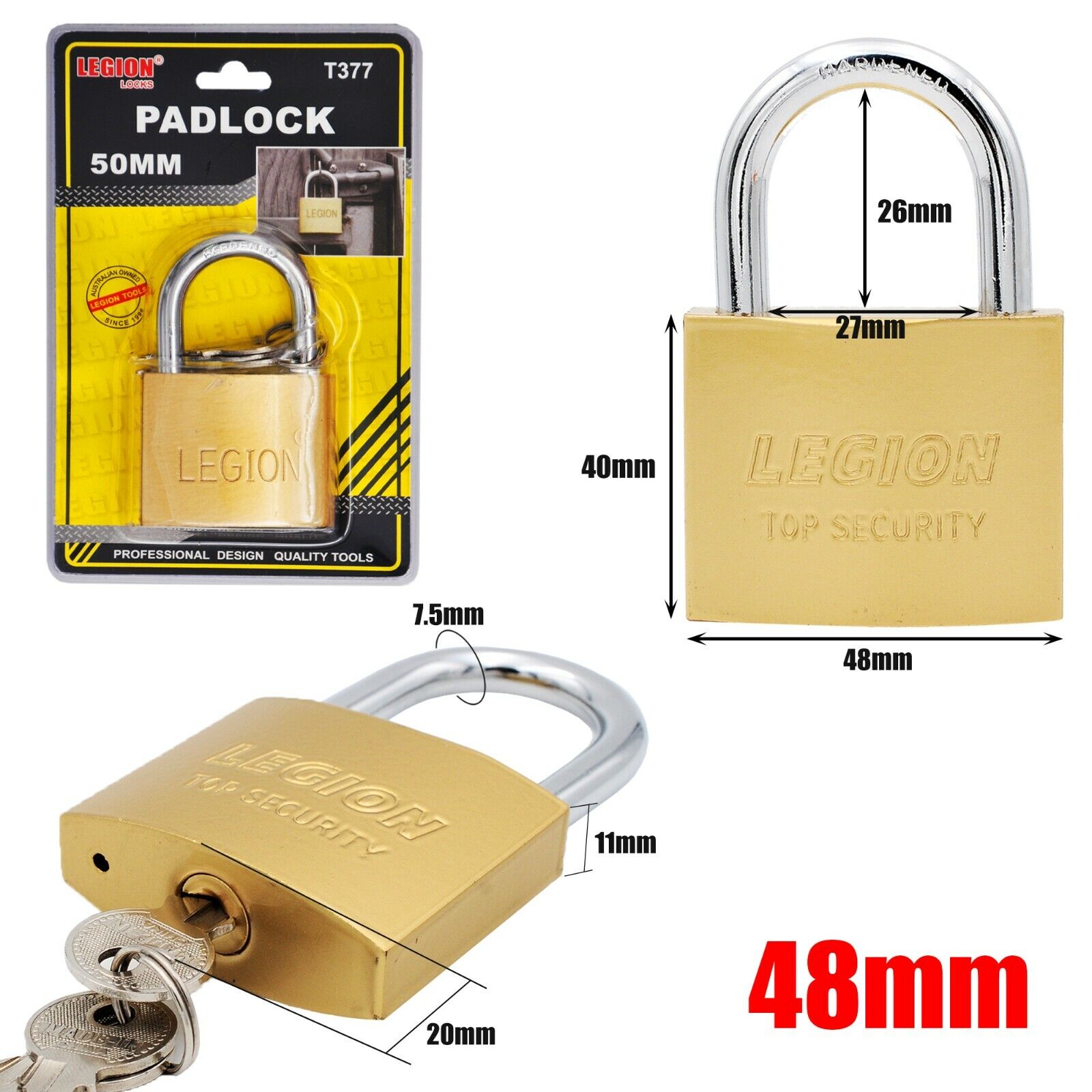 Padlock 20/25/32/38/48/61mm 6 Sizes – Legion Warehouse