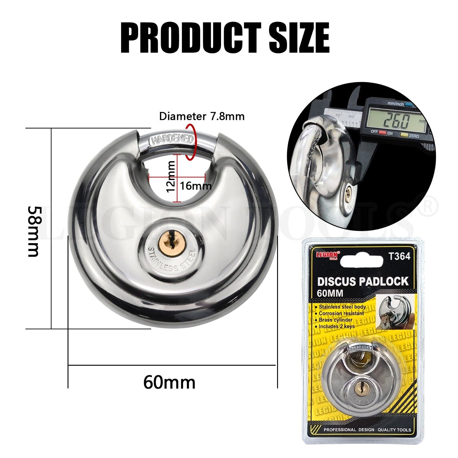 Disc Security Padlock 60mm – Legion Warehouse