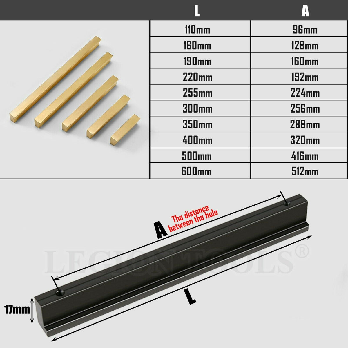 Kitchen Cabinet Door Handles Black/Gold 10 Sizes – Legion Warehouse