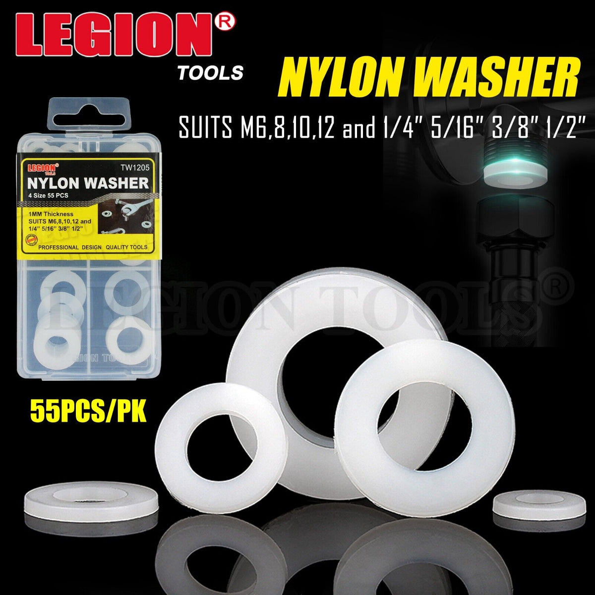 White Nylon Washer 4 Sizes – Legion Warehouse