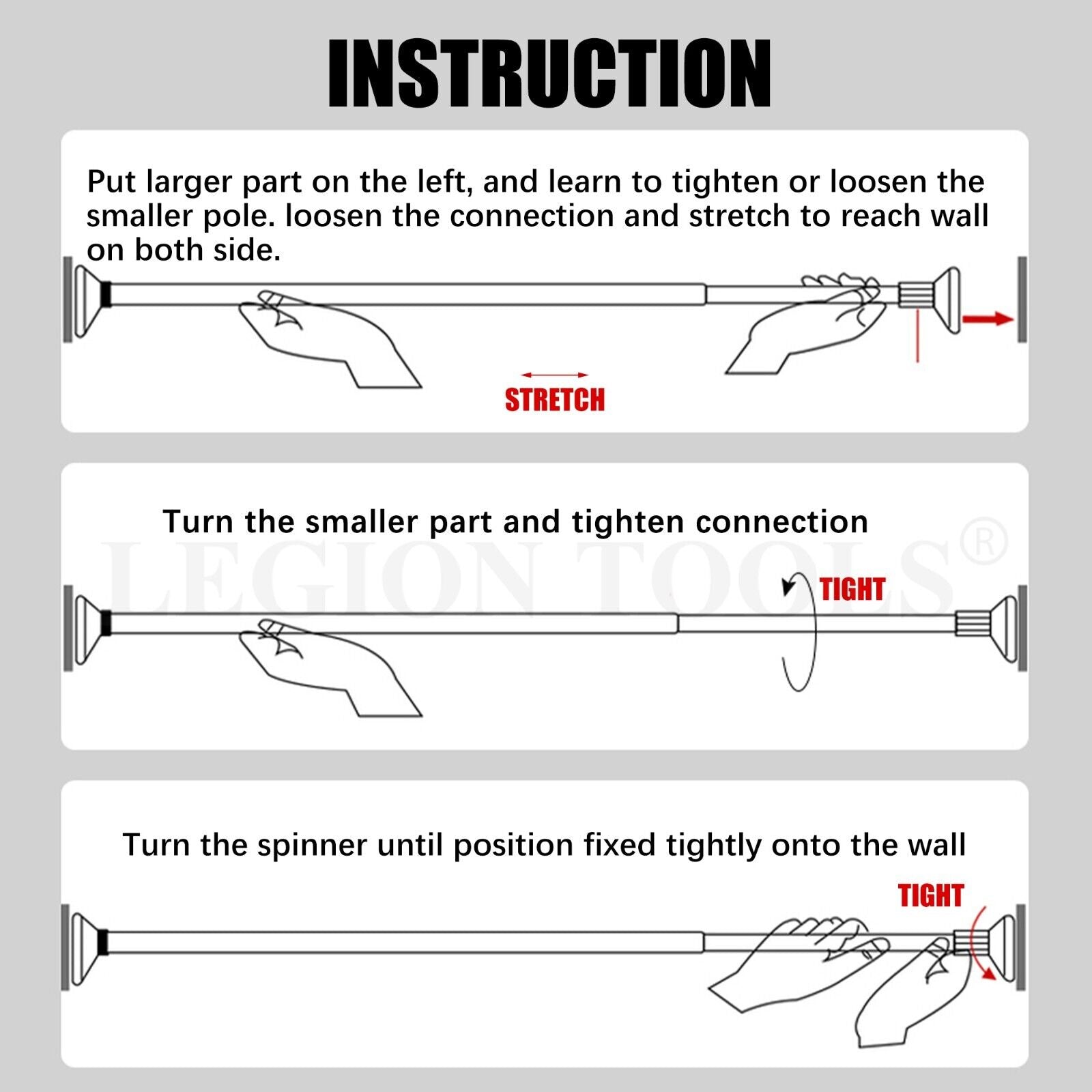 Adjustable Curtain Tension Rod 2 Sizes – Legion Warehouse