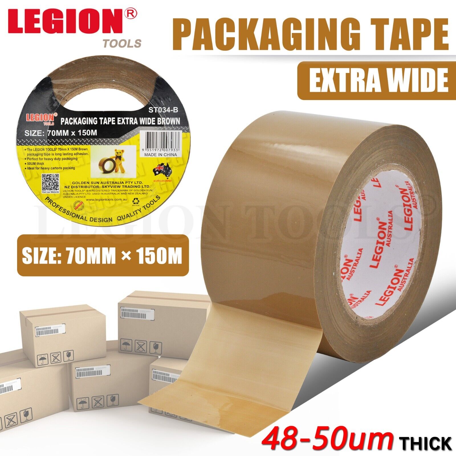 Packing Tape Extra Wide Brown 70mm x 150M – Legion Warehouse