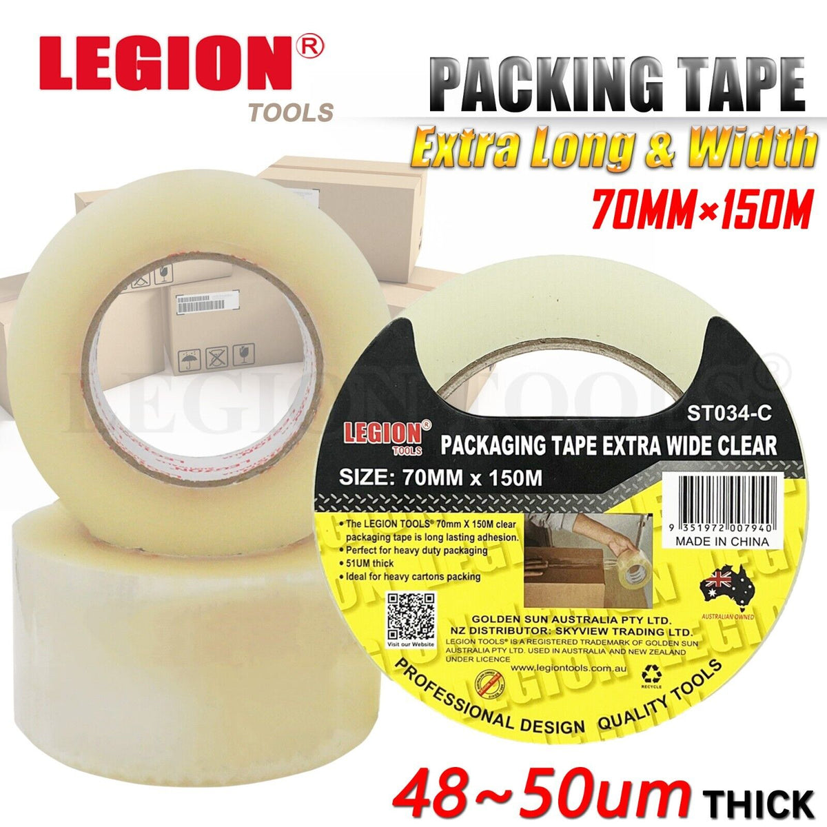 Packing Tape Extra Wide Clear 70mm x150M – Legion Warehouse