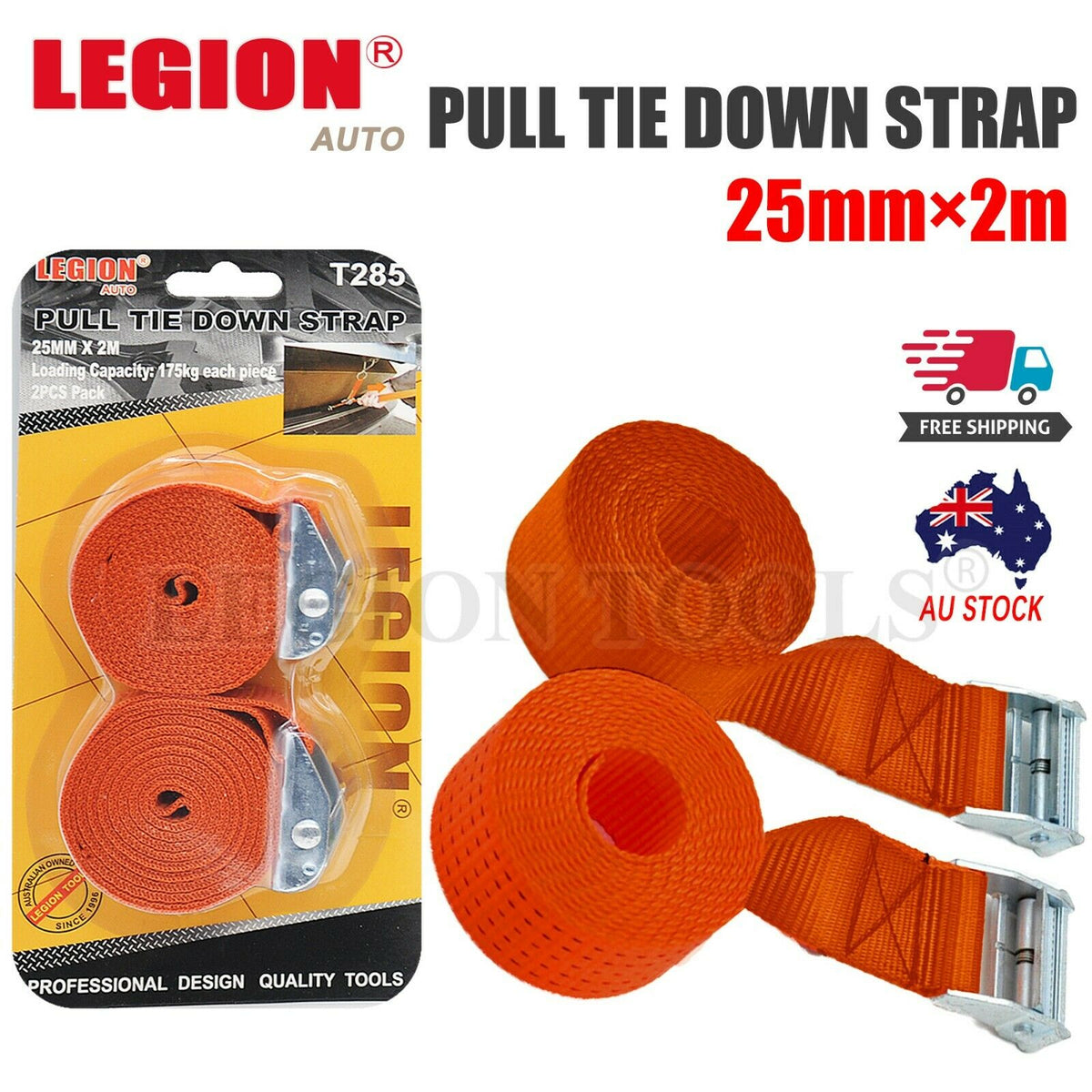Pull Tie Down Strap 25MM X 2M – Legion Warehouse